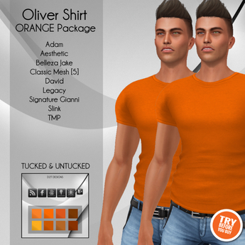 Second Life Marketplace - [D2T Designs] Oliver Shirt OrangePack (Unpack ...